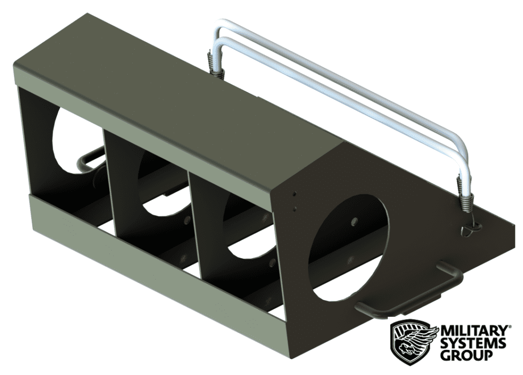 3-Bay .50 Cal/40mm Ammunition Can Holder | Military Systems Group